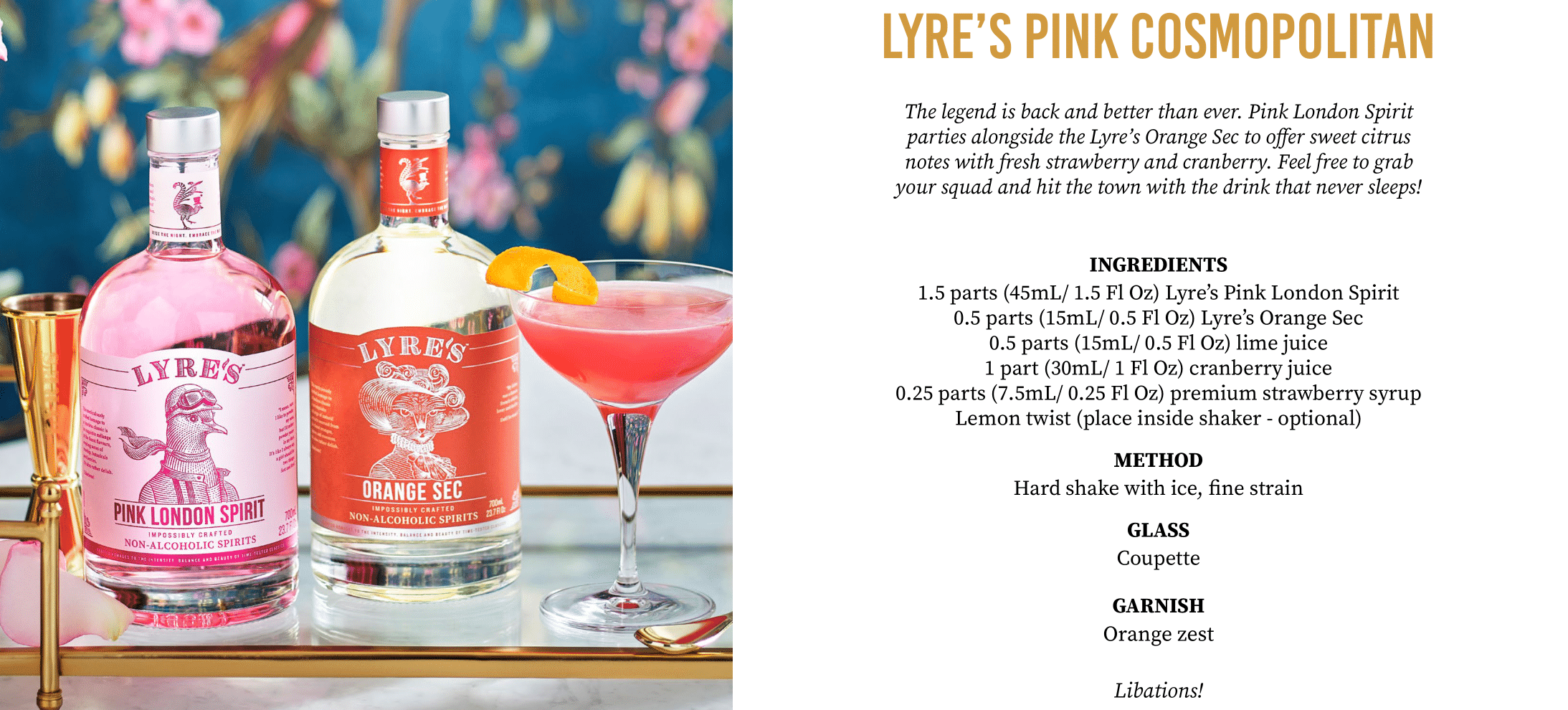 Buy Lyre's Pink London 700ml Non-Alcoholic Spirit - Pink Gin Style ...